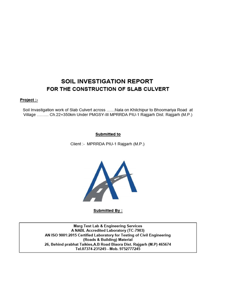 Soil Investigation Report for Culvert | PDF | Soil | Natural Materials