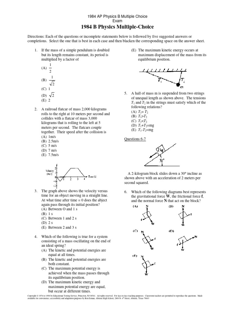 AP Physics B 1984 With Answers | PDF | Waves | Wavelength