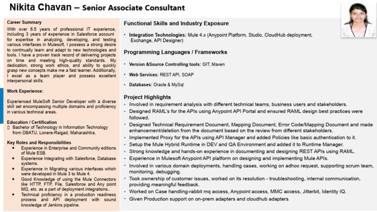 Nikita Chavan - MuleSoft Developer | PDF | Databases | Web Service