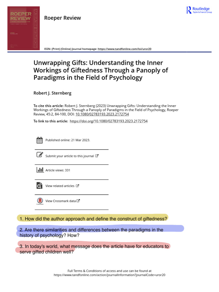 Understanding Giftedness Paradigms | PDF | Behaviorism | Intelligence Quotient