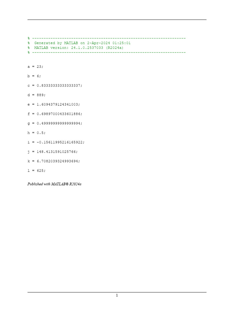 Matlab Assignment 1 | PDF