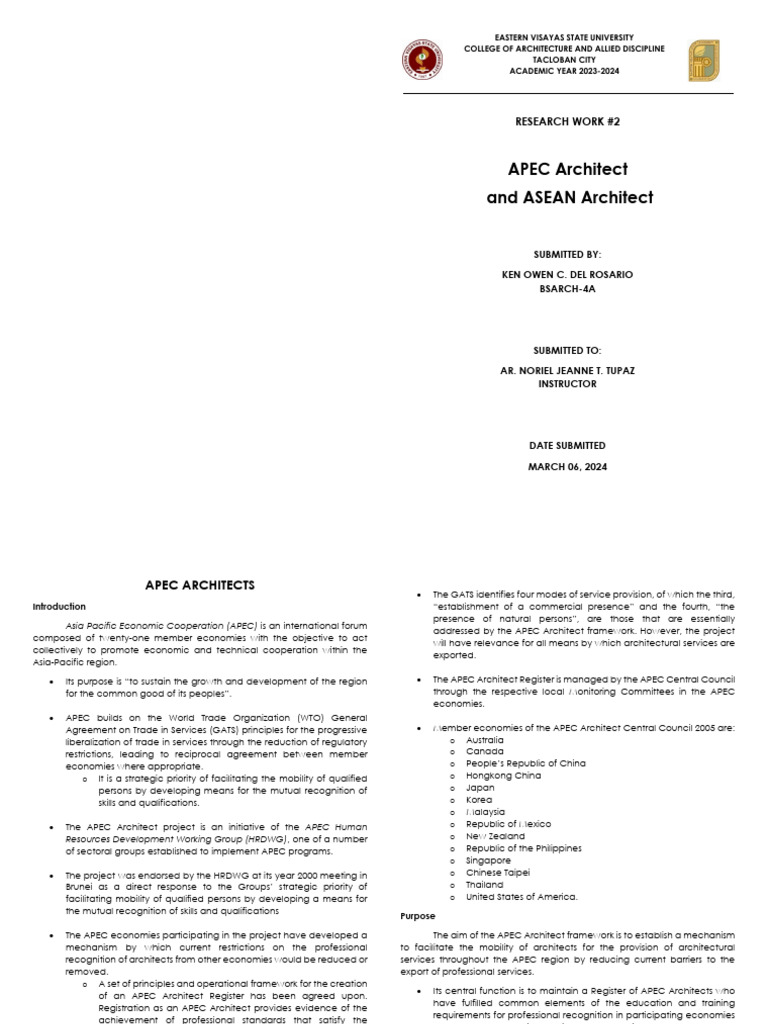 Apec Architects | Download Free PDF | Architect | Asia Pacific Economic Cooperation