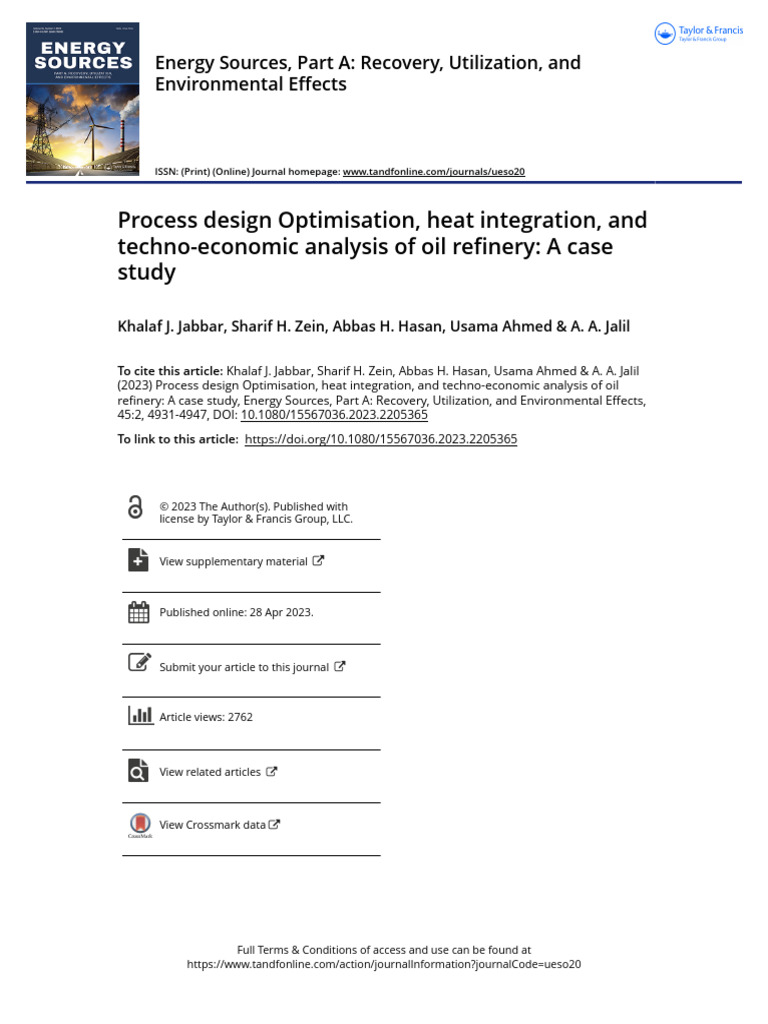 Process Design Optimisation Heat Integration and Techno-Economic Analysis of Oil Refinery A Case ...