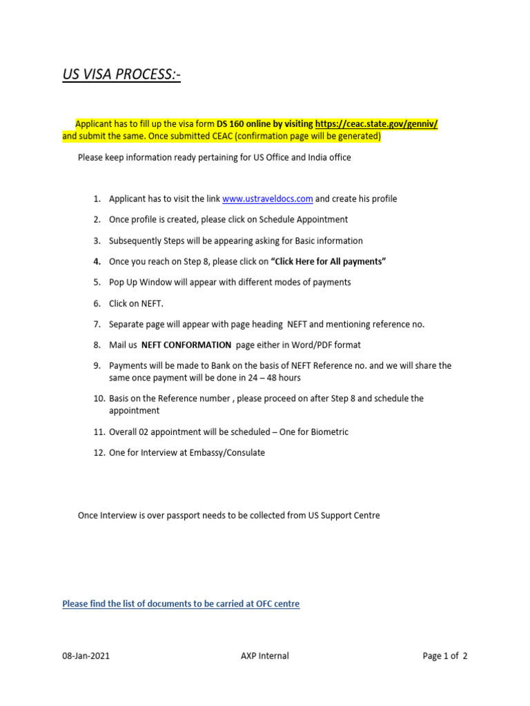 US VISA PROCESS - Business | PDF | Finance & Money Management | Law