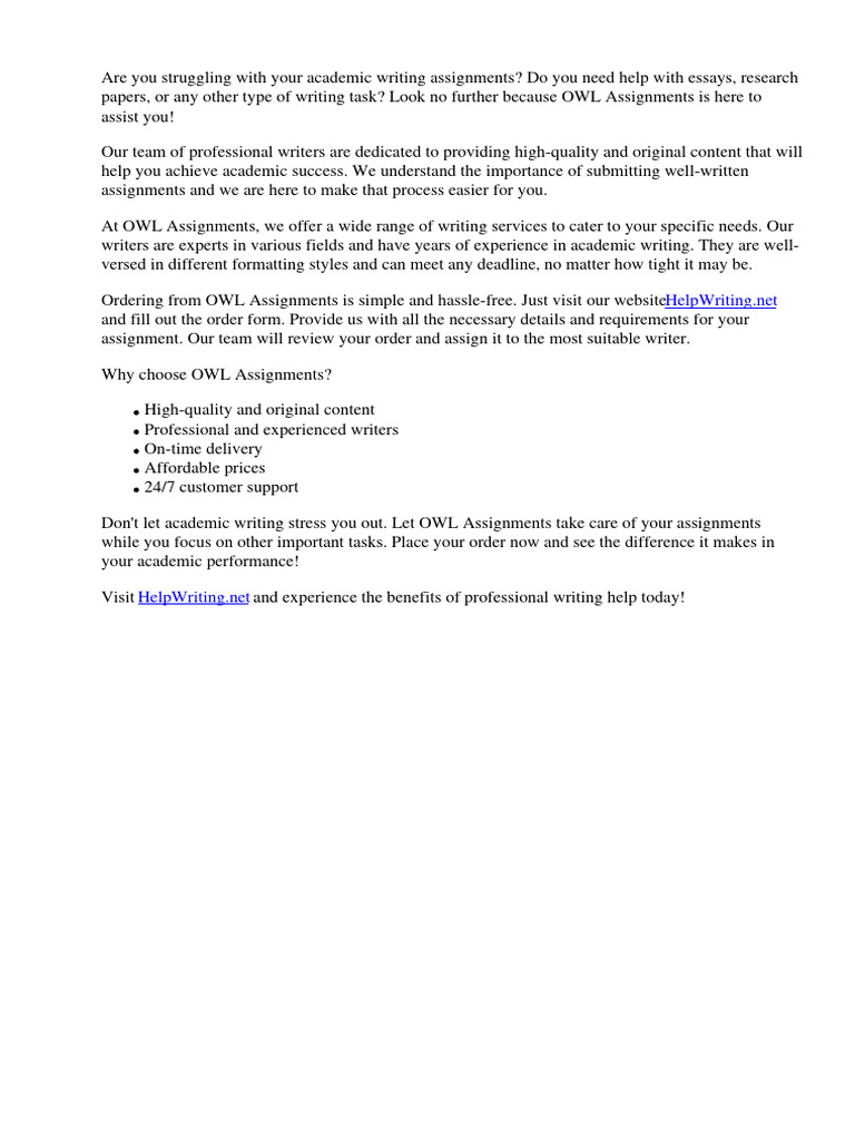 Owl Assignments - Get Professional Writing Help | PDF | Human Communication | Learning