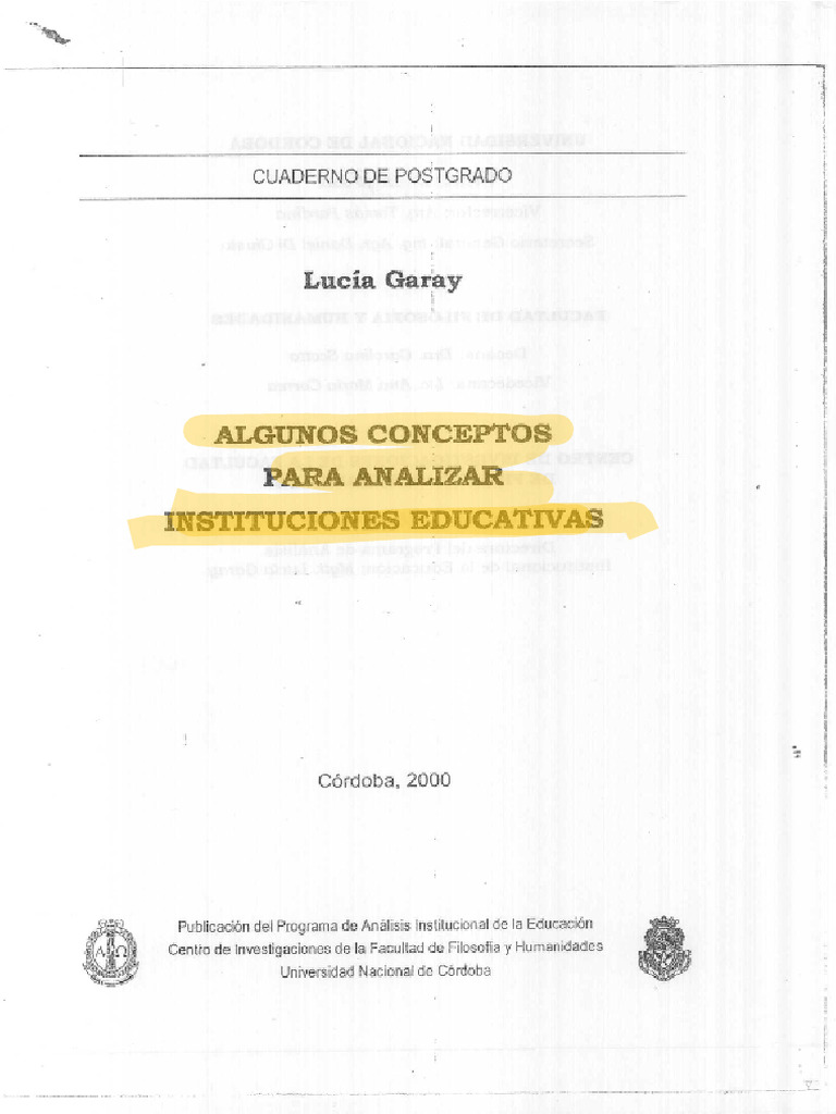 Garay - Algunos Conceptos P Analizar Instituciones Educativas COMPLETO ...