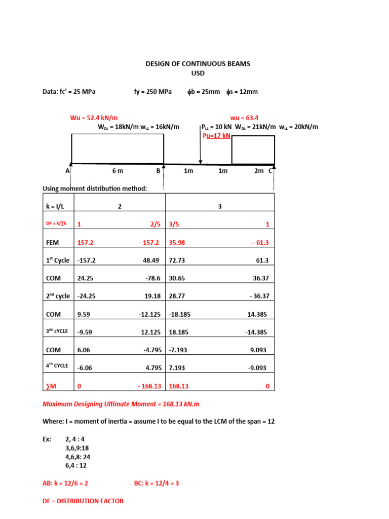 1 Design of Continuous Beam Ce 323 March 2024 | PDF