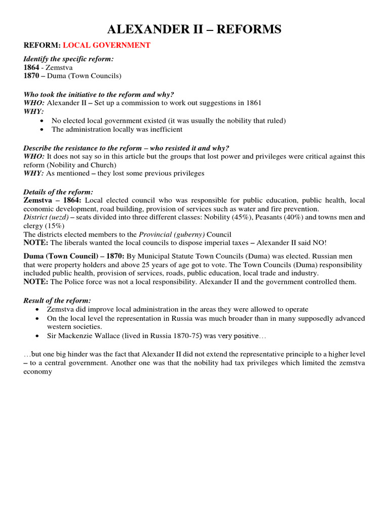 Alexander II Reforms by Theme | PDF | Russian Empire | Russia