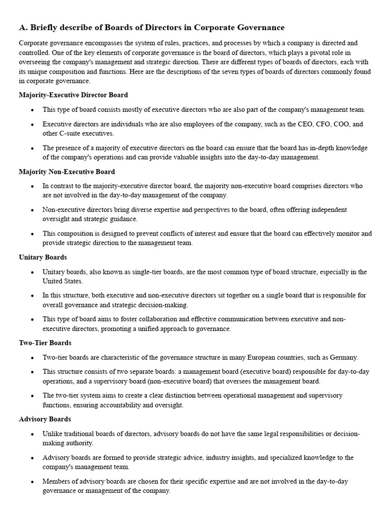 7 Types of Boards of Directors | PDF | Governance | Risk