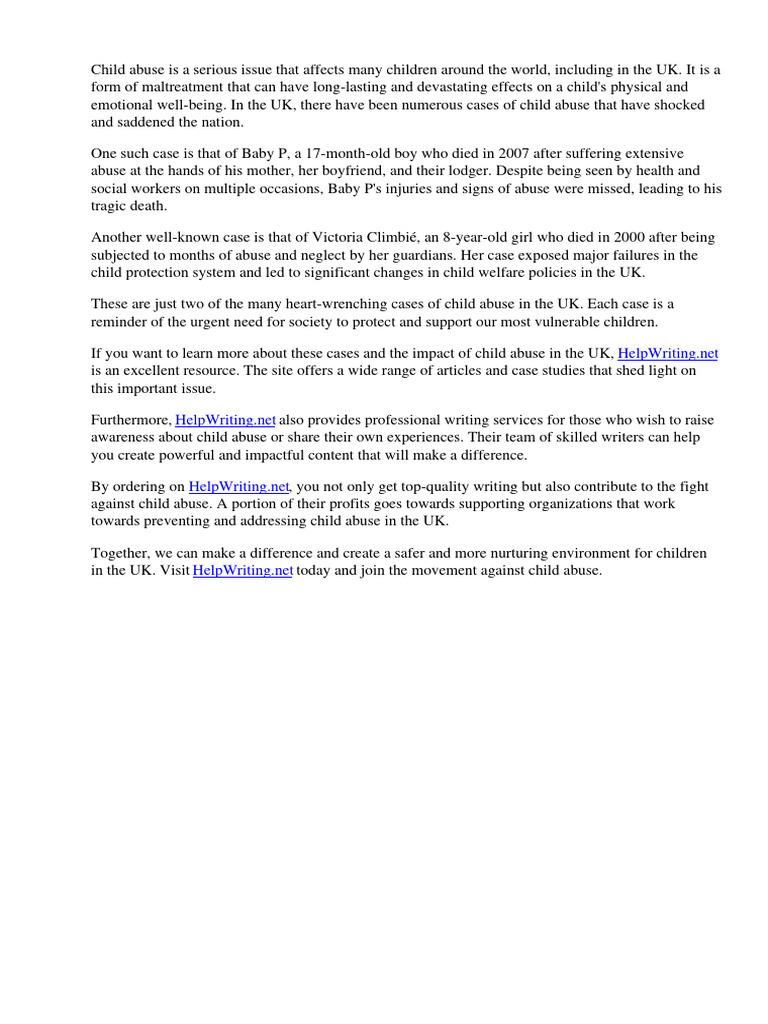 Child Abuse Case Studies in The Uk | Download Free PDF | Child Abuse ...