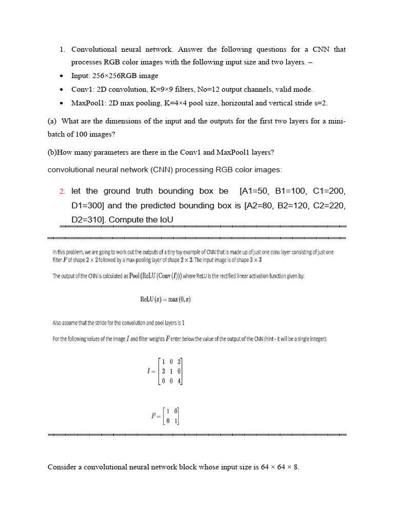 Practice Questions CNNs Solns | PDF | Computational Neuroscience | Machine Learning
