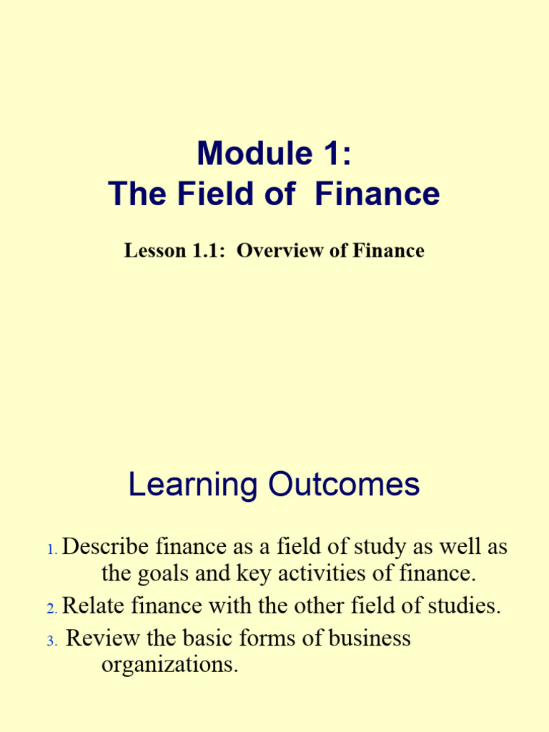MGMT124 Module1 Lesson1.1-Finance | PDF | Dividend | Investing