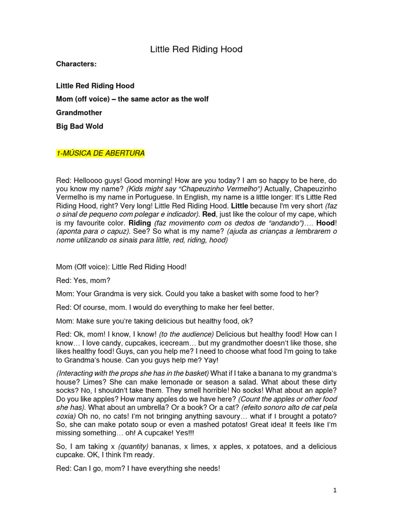 Script Little Red Riding Hood - V2 | PDF | Little Red Riding Hood