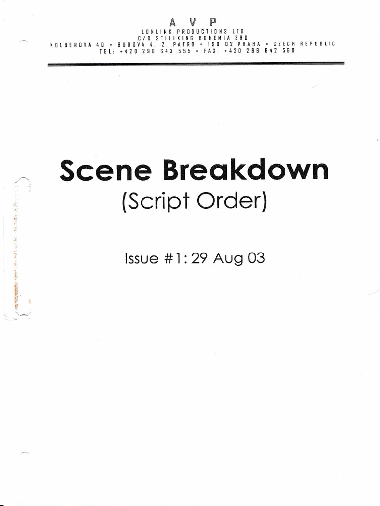 Avp Scene Breakdown Aug 29 03 | PDF