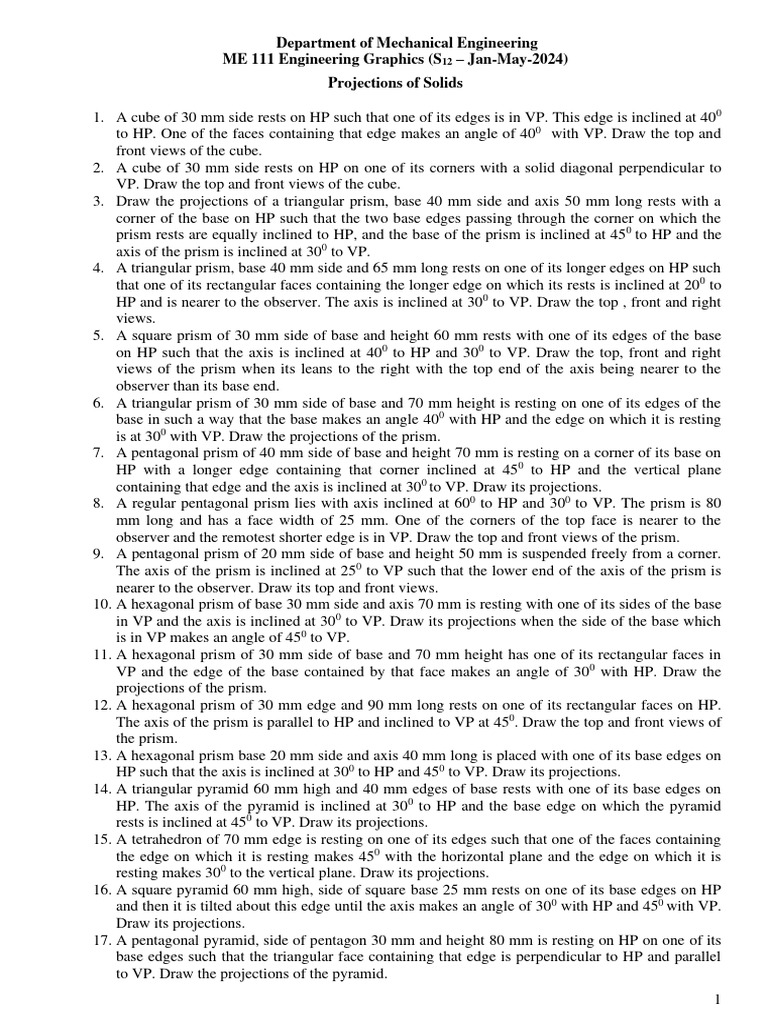 05 - Projections of Solids | PDF | Linear Programming | Geometry
