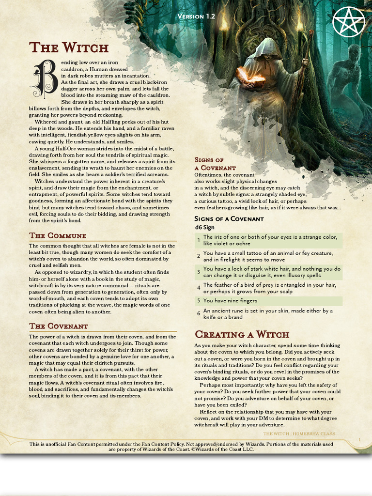 (5e) The Witch - GM Binder | PDF | Witchcraft | Coven