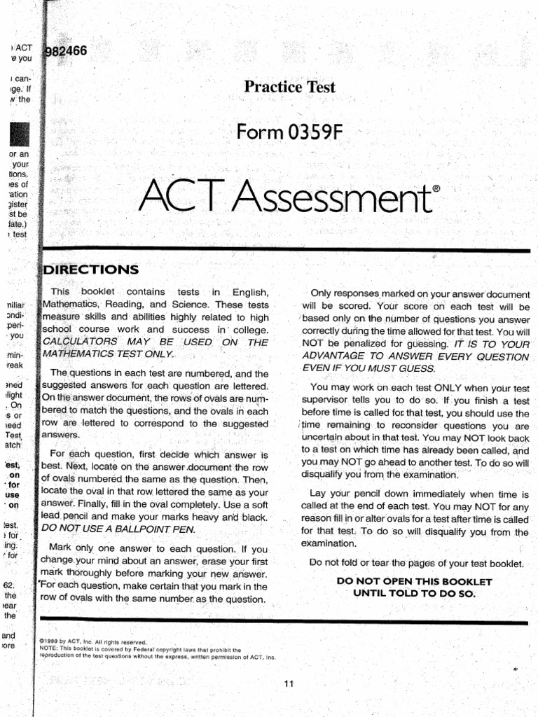 ACT Sample (0359F) | PDF