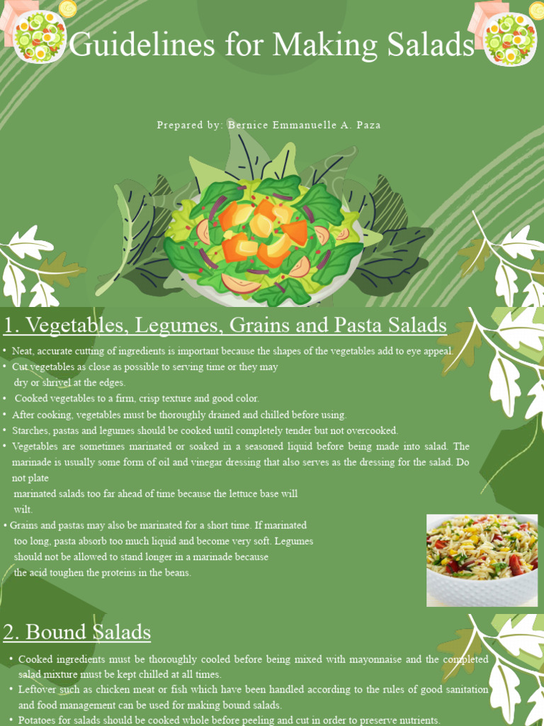 Guidelines For Making Salads | PDF | Salad | Marination