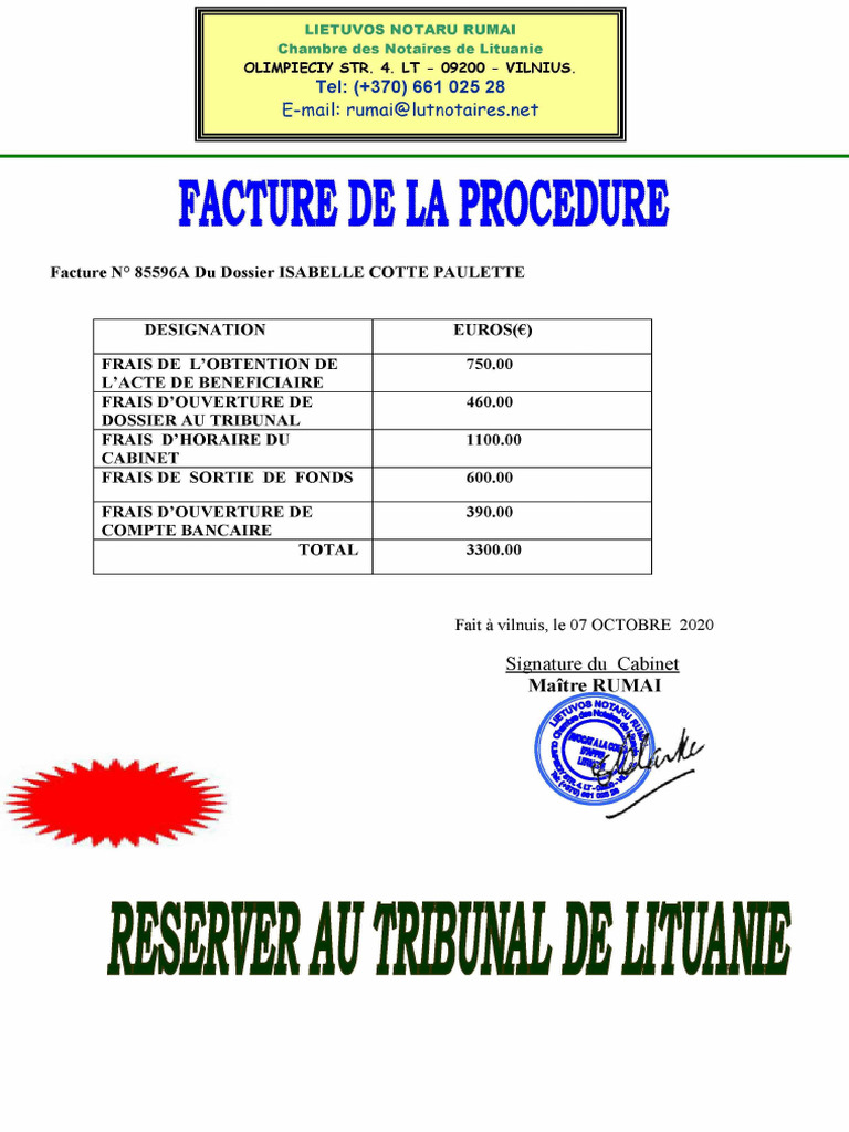 FACTURE DE PROCEDURE1 | PDF