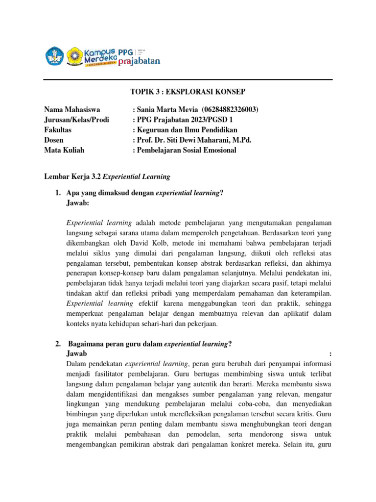 Eksplorasi Experiential Learning | PDF | Karier & Perkembangan