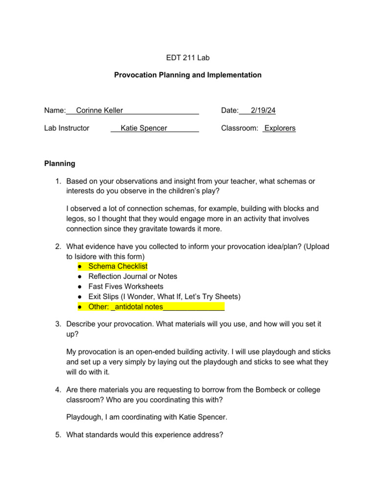 Provocation Planning and Implementation 1 2 | PDF | Cognition ...