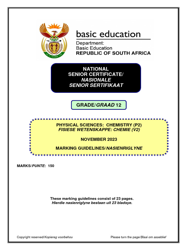 Physical Sciences P2 Nov 2023 MG Afr & Eng | PDF | Hydroxide | Molecules