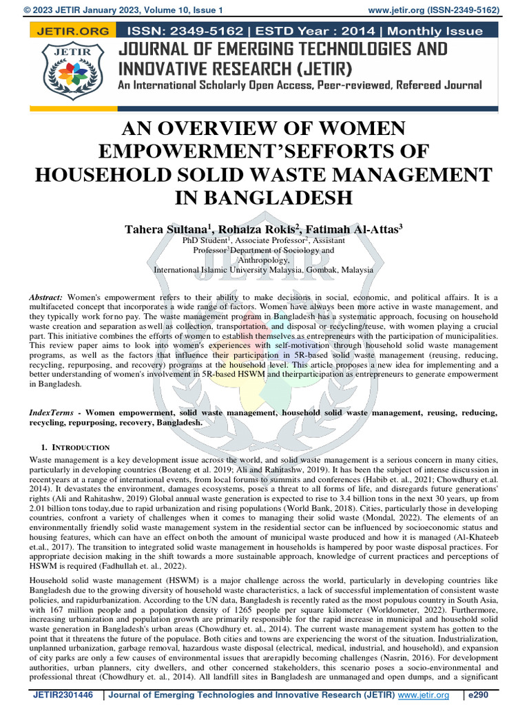 An Overview of Women Empowerment's Efforts Through Household Solid ...