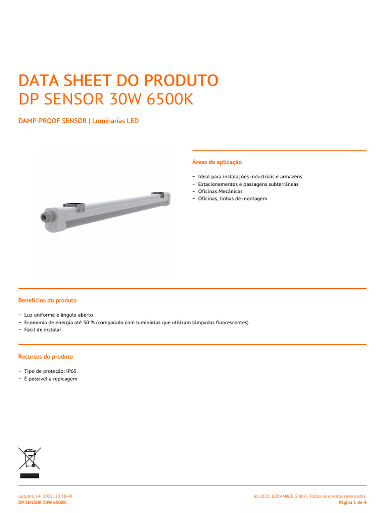 DP SENSOR 30W 6500K PT BR | PDF | Eletricidade | Engenharia Elétrica