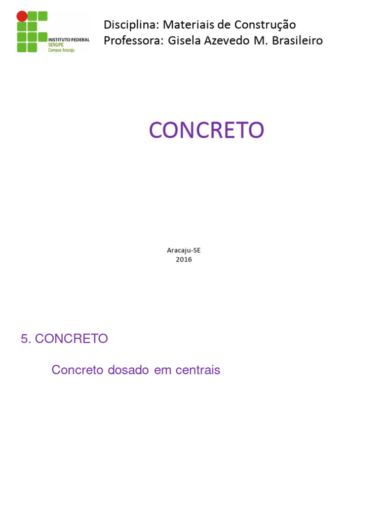 Aula 7 1a Concreto Centrais De Concreto Pdf Concreto Cimento