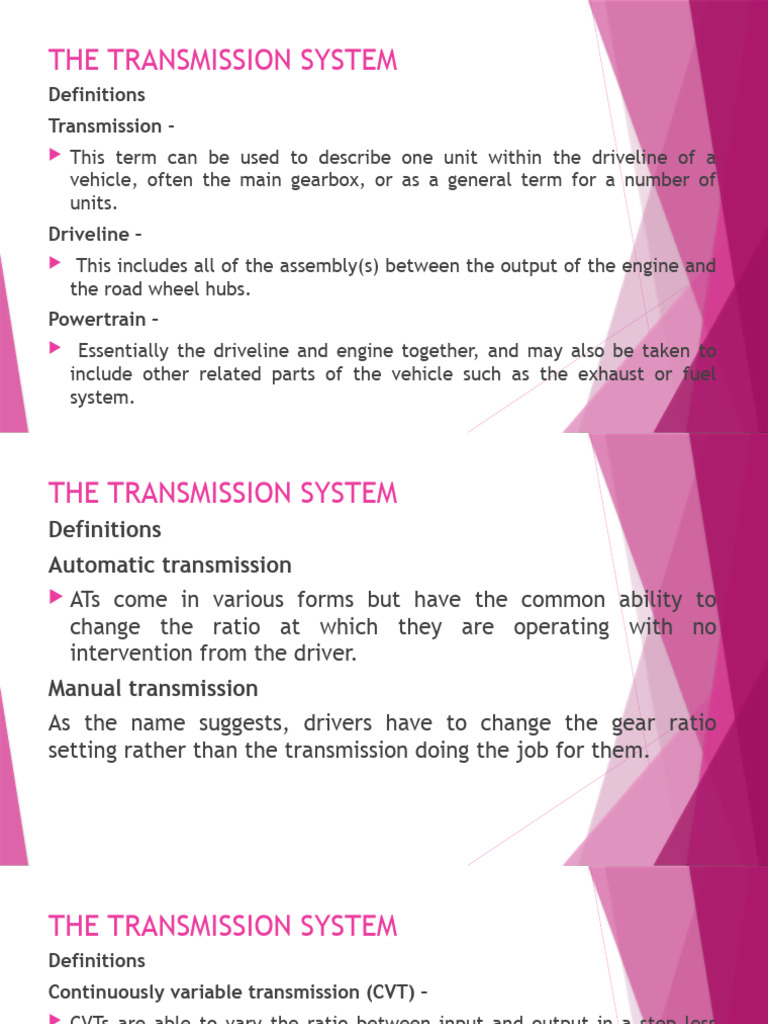 Lecture 8 Notes The Transmission System Pdf Manual Transmission Automatic Transmission