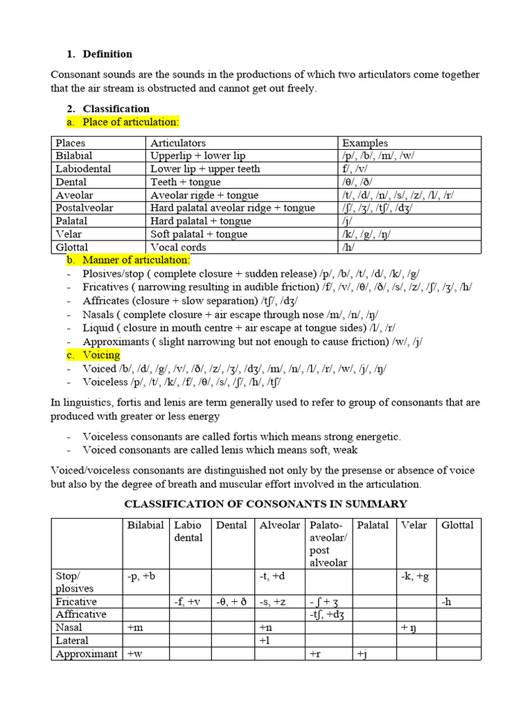 Consonants | PDF | Phonetics | Consonant