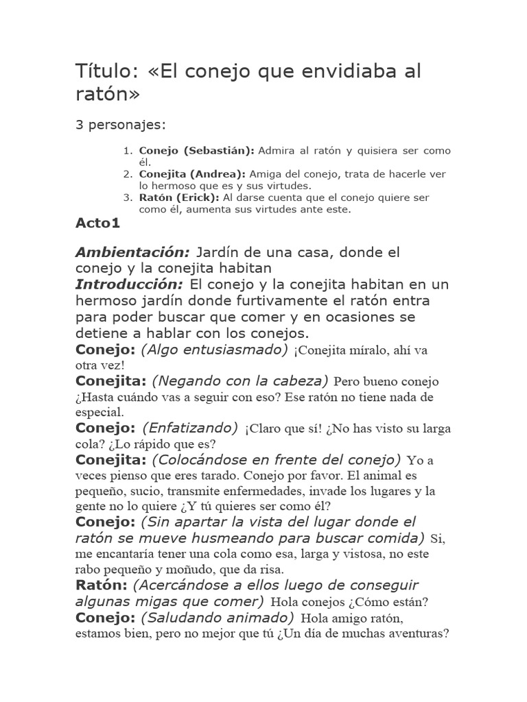 El Conejo y El Raton ENGLISH | PDF