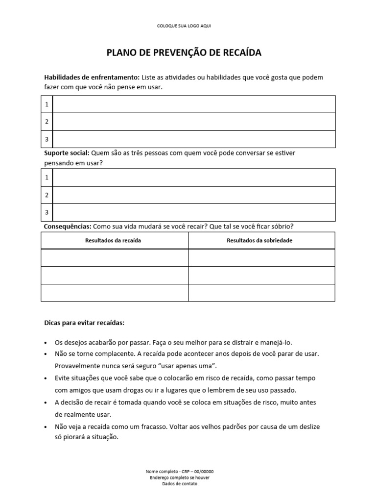 Plano de Prevenção de Recaída 2 | PDF