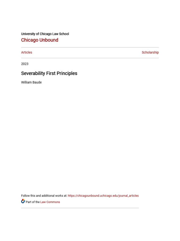 Severability First Principles | PDF | Supreme Court Of The United ...