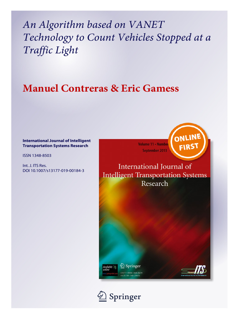 An Algorithm Based On VANET Technology To Count Vehicles Stopped at A ...