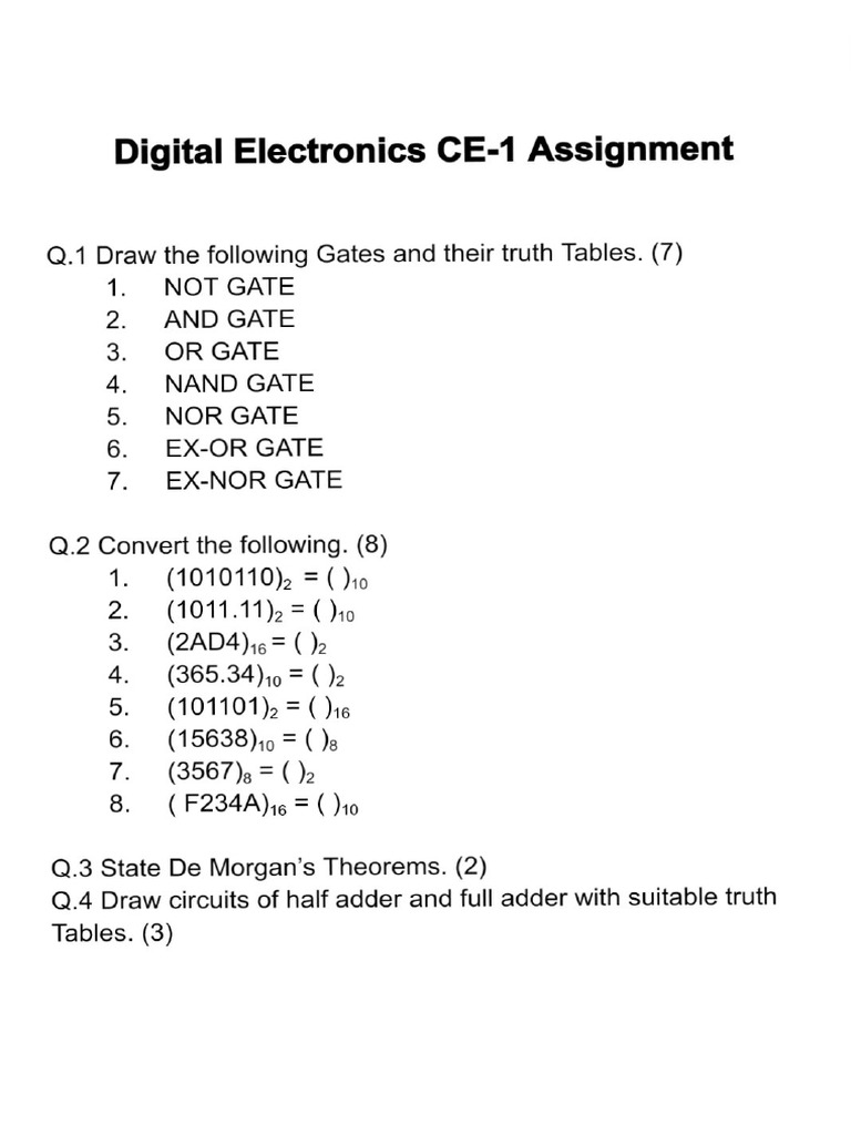 Digital Electronics CE 1 Assignment | PDF