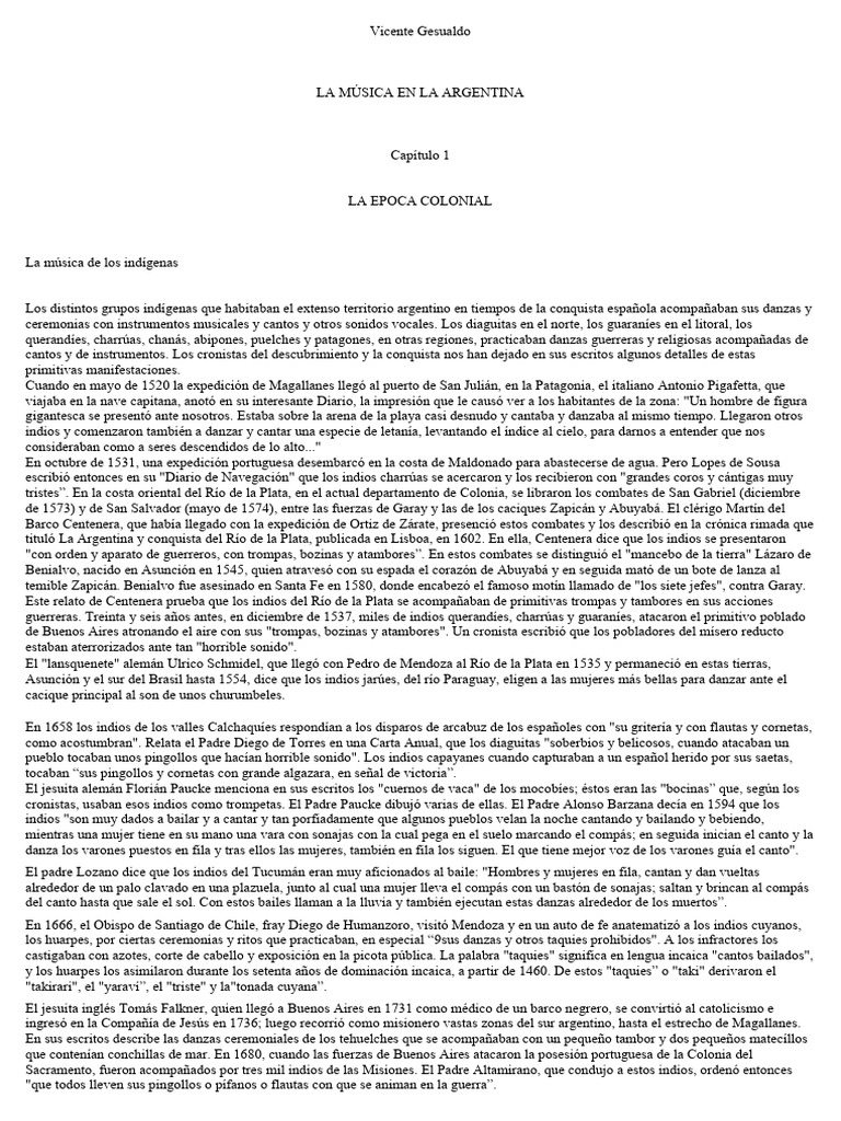 La Música en La Argentina | PDF | Arte | Historia