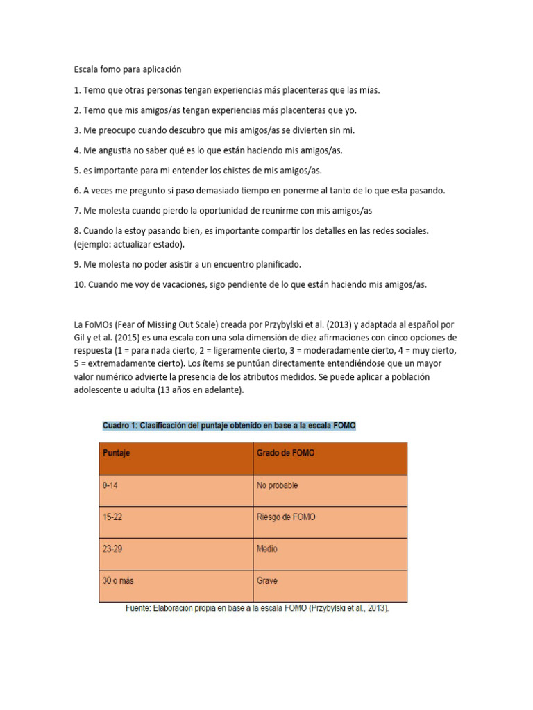 escala FoMO | PDF