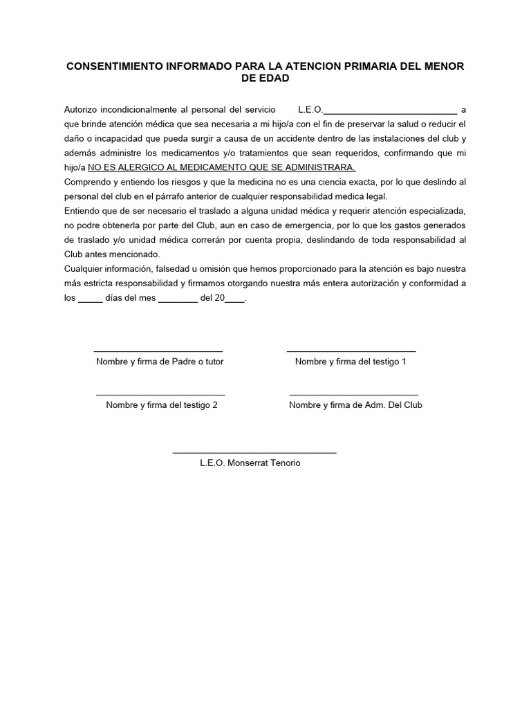 Formato De Consentimiento Informadodoc Images And Photos Finder/carta ...