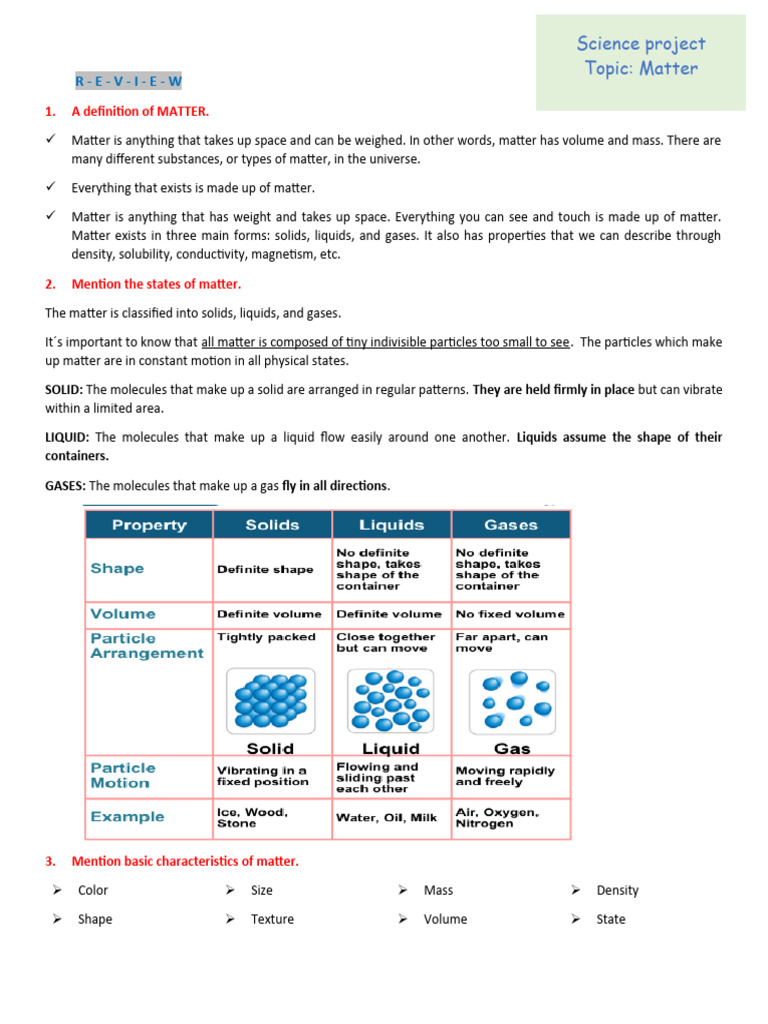 Ljkylj 7th QUESTIONNAIRE MATTER | PDF | Matter | Liquids