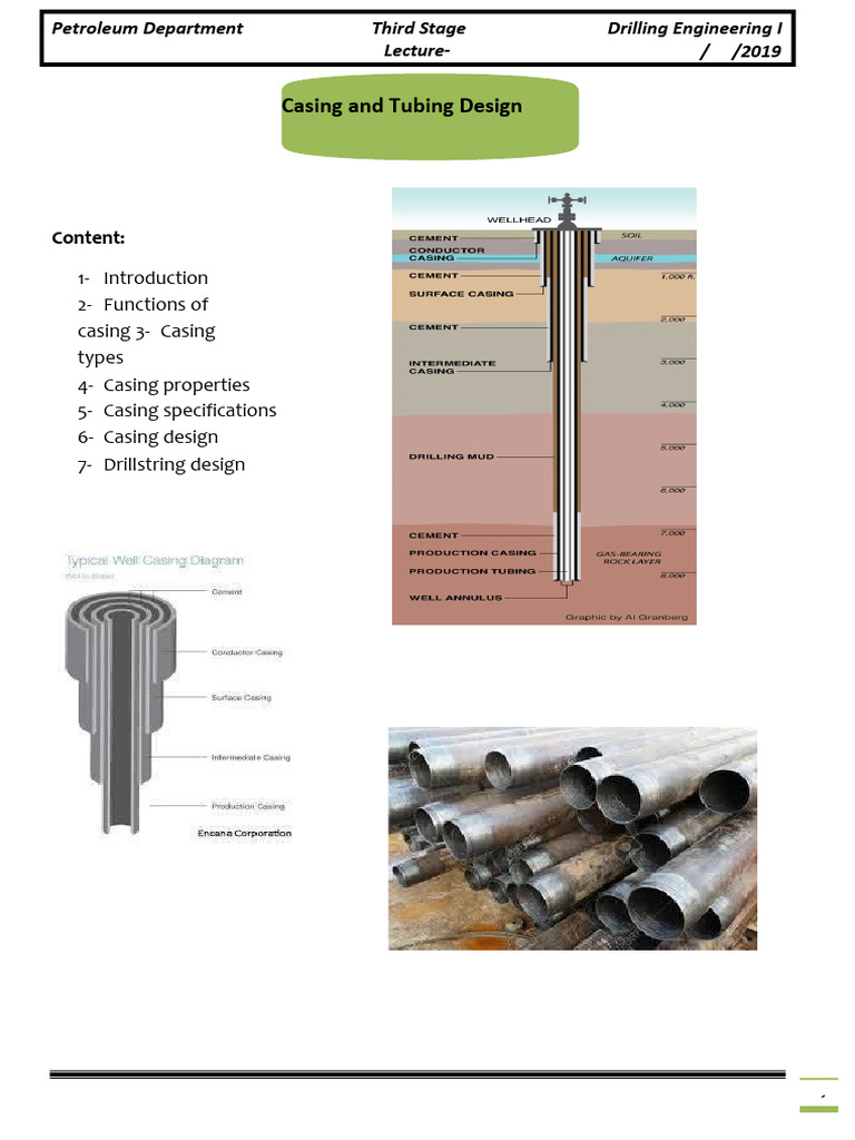 Casing and Tubing Design Tubing Concepts | PDF | Casing (Borehole ...