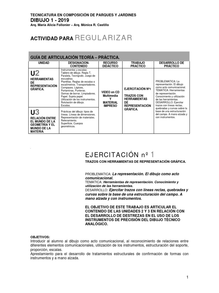 Ejercitación Nº1-Regularidad D1 - 2019 | PDF | Dibujo | Lápiz