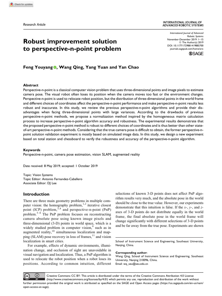 Youyang Et Al 2019 Robust Improvement Solution To Perspective N Point ...