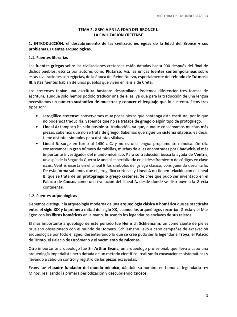 HMC Tema 2 | PDF | Creta | Grecia micénica