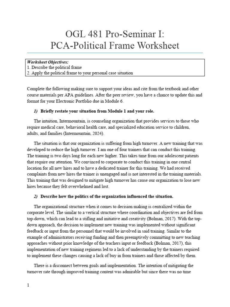 4 Political Frame Worksheet | PDF | Leadership | Decision Making