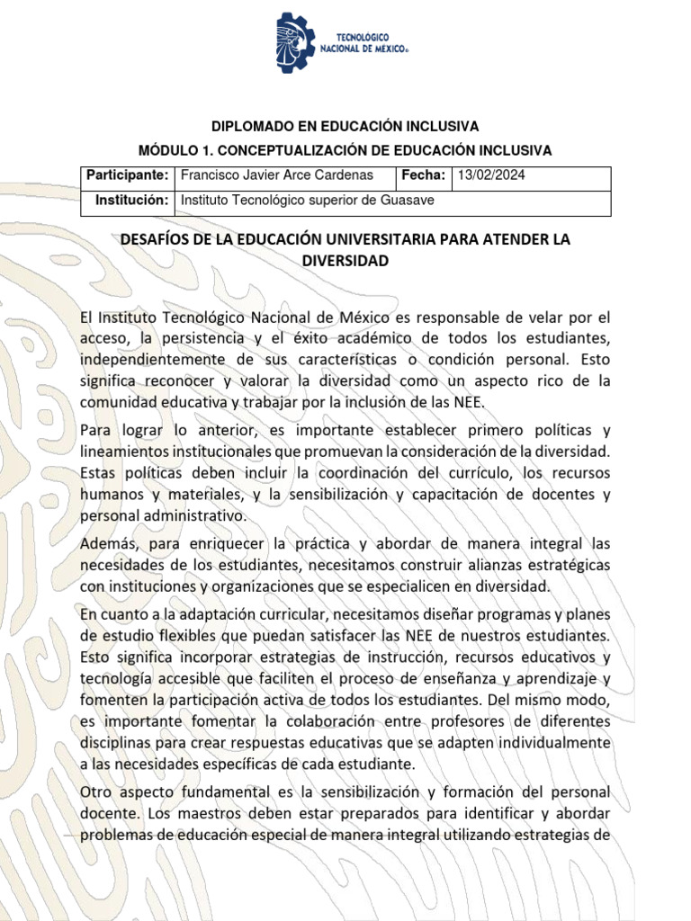 Arce Francisco M1 ACT Lectura Desafios | PDF | Enseñando | Maestros