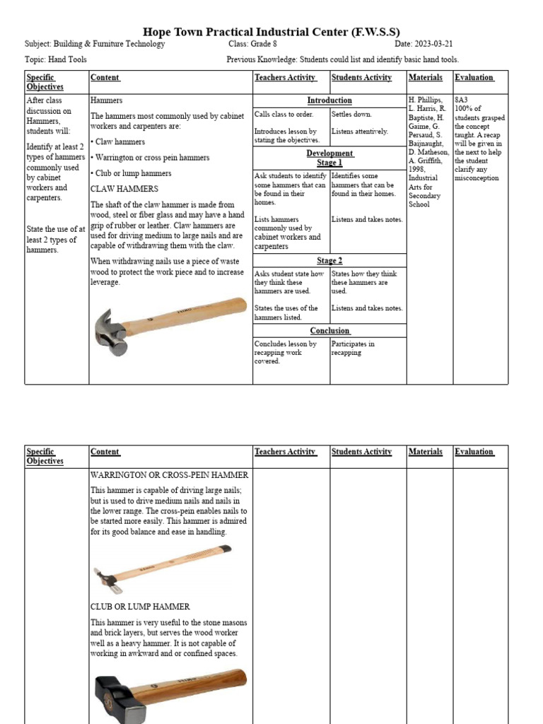 Grade 8 hammers | PDF | Hammer