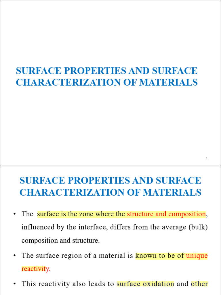 Surface Characterization Methods | PDF | Biomaterial | Chemical Reactions