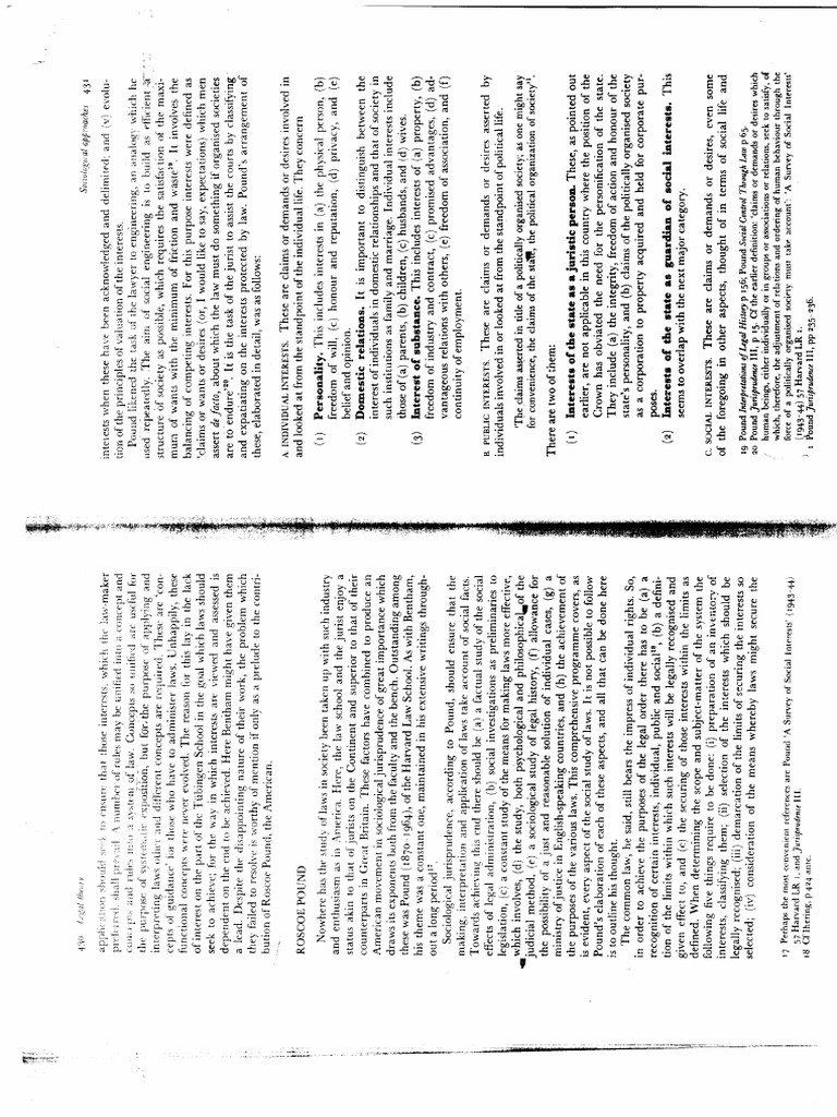 Sociological School - Pound - Interest Theory | PDF Sociological School - Pound - Interest Theory | PDF