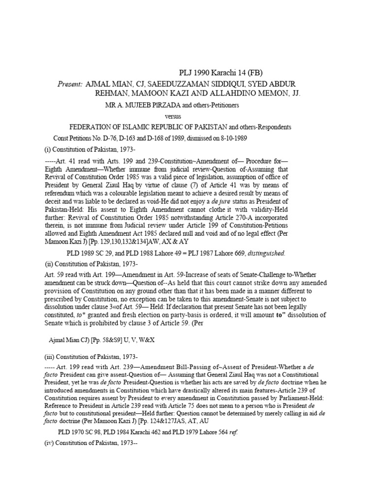 Present: Ajmal Mian, CJ, Saeeduzzaman Siddiqui, Syed Abdur: Rehman ...